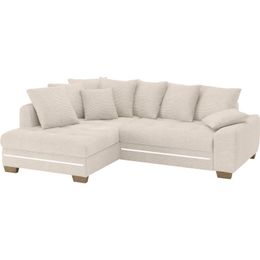 Ecksofa &raquo;Nikita II, L-Form&laquo; mit RGB-LED Beleuchtung, wahlweise mit Bett, Bettkasten, Kaltschaum beige Stripes (92% Polyester / 8% Nylon)