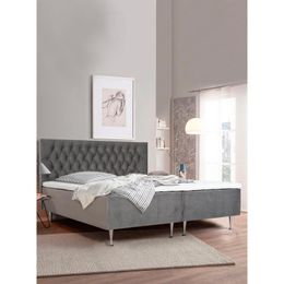 Places of Style Boxspringbett »Exclusive« inkl. Topper, 3 Breiten, 3 Härtegrad-Ausführungen grau