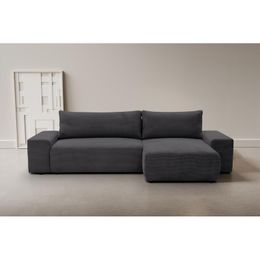 WERK2 Ecksofa »Amsterdam, zeitlos und elegant, Breite 300cm, L-Form« Design Ecksofa mit hohem Komfort, Schlaffunktion & Bettkasten Anthrazit