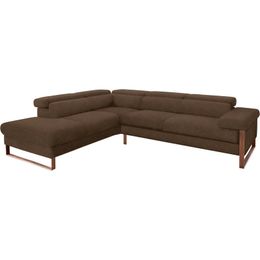 W.Schillig Ecksofa &raquo;finn, Designsofa mit tollem Sitzkomfort, bequem, L-Form&laquo; German Design Award 2016, Fu&szlig;gestell Nussbaum natur, Breite 281 cm braun 