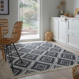 FLAIR RUGS Teppich &raquo;ALIX&laquo; rechteckig 2 mm H&ouml;he Wendemuster, Berber Design schwarz Obermaterial: 54% Baumwolle, 46% Polyester B : 160 cm 1 Stk.