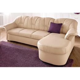 DOMO collection Ecksofa »Flores Schlafsofa, B/T/H: 233/142/86 cm, L-Form« wahlweise mit Bettfunktion, wahlweise mit Federkern, auch in Leder creme