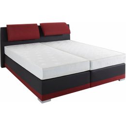 Maintal Boxspringbett verstellbare Kopfstütze rot/schwarz