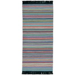 Biederlack L&auml;ufer &raquo;Stripe&laquo; rechteckig 5 mm H&ouml;he Teppich-L&auml;ufer, modernes Streifen Design, mit Fransen, waschbar bunt Obermaterial: 59% Baumwolle,...