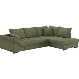 MR. COUCH Ecksofa »Allegro, L-Form« mit Hochschläfer-Bettauszug, wahlweise mit Kaltschaum Stripes 8641 green