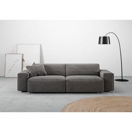 Andas Big-Sofa »Glimminge auch in Breitcord, Feincord + Easy care-Bezug, « besondere Kedernähte Zierkissen dark grey