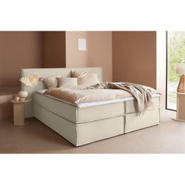 LeGer Home by Lena Gercke Boxspringbett »Yuma« incl. Topper, in 4 Breiten, 3 Matratzenarten und je 2 Härtegraden beige