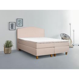 Inosign Boxspringbett »Jalma« Füße aus massiver Birke ; Inkl. Topper beige