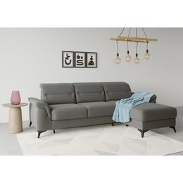 Sit & More SIT&MORE Ecksofa »Sinatra L-Form« mit Recamiere, optional mit Kopfteilverstellung und Armteilfunktion grau