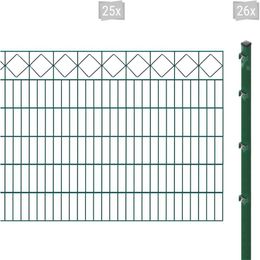 Arvotec Doppelstabmattenzaun &raquo;ESSENTIAL 120 zum Einbetonieren "Karo" mit Zierleiste&laquo; Zaunh&ouml;he 120 cm, Zaunl&auml;nge 2 - 60 m dunkelgr&uuml;n