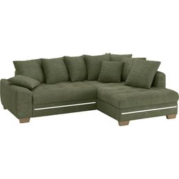 MR. COUCH Ecksofa »Nikita II, L-Form« mit Kaltschaum, RGB-LED Beleuchtung, wahlweise mit Bett, Bettkasten Stripes 8641 green