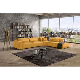 Egoitaliano Ecksofa &raquo;Beverly, extravangantes Designsofa mit erstklassigem Sitzkomfort&laquo; wahlweise mit elektrischer Relaxfunktion, Kopfteilverstellung gelb