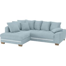 MR. COUCH Ecksofa »Nikita II, L-Form« mit RGB-LED Beleuchtung, wahlweise mit Bett, Bettkasten, Kaltschaum Stripes 8624 blue grey