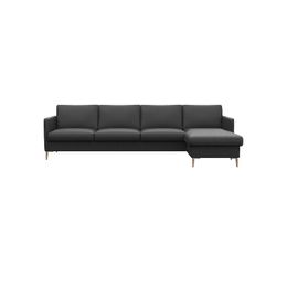 FLEXLUX Ecksofa »Fiore, L-Form, bequem und komfortabel durch hochwertigem Sitzaufbau« schmale Armlehnen, Kaltschaum, Füße Alu+ Eiche Deep Black