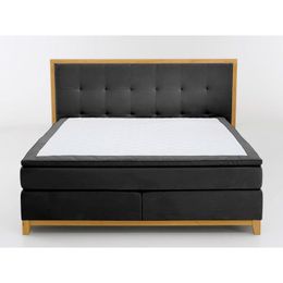Home Affaire Boxspringbett &raquo;Sonja&laquo; mit Steppung im Kopfteil und Holzrahmen, inklusive Topper grau Massivholz, Polyester