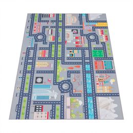 Paco Home Kinderteppich »Bino 575« rechteckig 4 mm Höhe Kurzflor, Straßen-Spiel-Teppich, Kinderzimmer grau Obermaterial: 100% Polyester B : 200 cm...