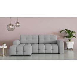 Inosign Ecksofa »Manilla, wahlweise mit Bettfunktion, B/T/H 265/170/91 cm« L-Form mit Recamiere rechts/links bestellbar, Wellenunterfederung grau