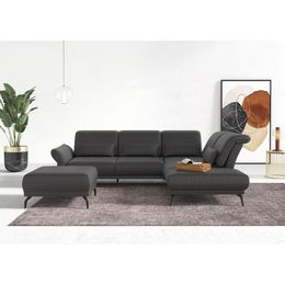 Inosign Ecksofa »Coco L-Form« Sitztiefen-, Arm- und Kopfteilverstellung, Cord-Bezug, Fußhöhe 15 cm grau
