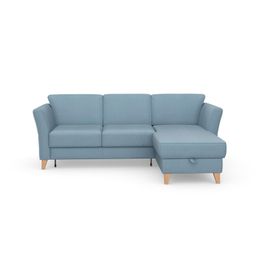 Sit & More SIT&MORE Ecksofa »Visby L-Form« Wahlweise mit Bettfunktion und Bettkasten, frei im Raum stellbar hellblau