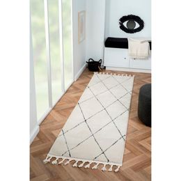 MyFlair MÖBEL & ACCESSOIRES Hochflor-Läufer »Moroccan Pattern« rechteckig 24 mm Höhe modern, marokkanisches Design, Rauten Muster, weich, mit...