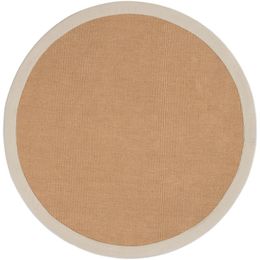 CarpetFine Sisalteppich &raquo;Sisal&laquo; rund 5 mm H&ouml;he mit farbiger Bord&uuml;re, Anti-Rutsch R&uuml;ckseite beige Sisal