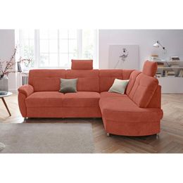 Sit & More sit&more Ecksofa &raquo;Sonoma L-Form&laquo; wahlweise mit Bettfunktion und Bettkasten orange Kunstleder SOFTLUX ;Luxus-Microfaser ALTARA NUBUCK (100% Polyester);