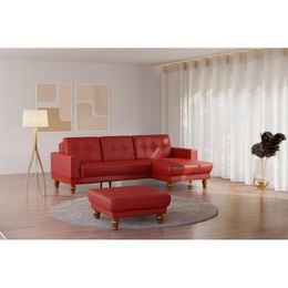 Sit & More SIT&MORE Ecksofa »Orient 5 L-Form« mit Strass-Stein, wahlweise mit Bettfunktion und Bettkasten loud red