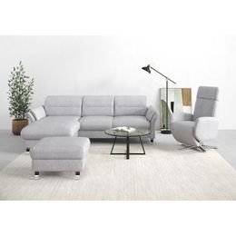 Sit & More SIT&MORE Ecksofa »Grenoble L-Form mit Federkern« wahlweise mit Bettfunktion, Bettkasten, Arm- und Kopfteilverstellung silber
