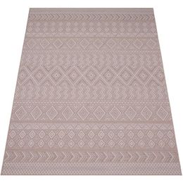 Paco Home Teppich »Vermont 190« rechteckig 4 mm Höhe Flachgewebe, modernes Design mit Rauten, gesteift, Outdoor geeignet beige Obermaterial: 100%...