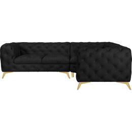 LEONIQUE Chesterfield-Sofa »Ecksofa GLYNIS L-Form mit Wellenunterfederung, Maße B/T/H 323/264/75cm« aufwändige Knopfheftung, moderne Chesterfield...