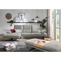 W.Schillig Ecksofa &raquo;broadway, Designsofa mit tollem Sitzkomfort&laquo; Sitztiefenverstellung, Kopfteil- & Seitenteilverstellung, Breite 291cm grau 