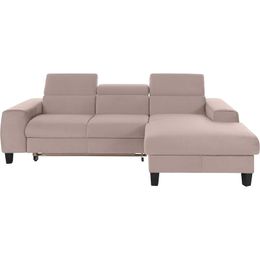 COTTA Ecksofa &raquo;Morven L-Form mit Kopfteilverstellung&laquo; wahlweise mit Bettfunktion, Bettkasten & Wireless-Charger braun Microfaser PRIMABELLE (100% 