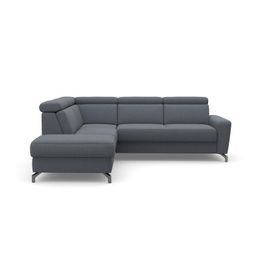 Sit & More SIT&MORE Ecksofa »Scarlett L-Form« inklusive Kopfteilverstellung, wahlweise mit Bettfunktion, Bettkasten blaugrau