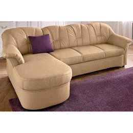 DOMO collection Ecksofa »Flores Schlafsofa, B/T/H: 233/142/86 cm, L-Form« wahlweise mit Bettfunktion, wahlweise mit Federkern, auch in Leder sand
