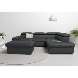 Home Affaire Ecksofa &raquo;Alberto L-Form&laquo; mit Kopfteilverstellung, wahlweise mit Bettfunktion schwarz Luxus-Microfaser Lederoptik (100% Polyester);Luxus-