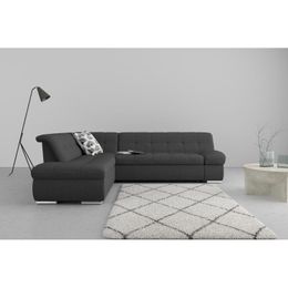 DOMO collection Ecksofa »Mona L-Form« wahlweise mit Bett- und Armlehnfunktion anthrazit