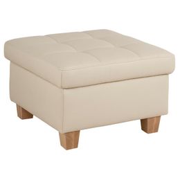 Home Affaire Hocker &raquo;Corby&laquo; beige Struktur fein (100% Polyester);Chenille (100% Polyester);NaturLEDER (echtes Rindsleder) auf Sitzfl&auml;che, Kunstleder 