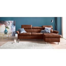 exxpo - SOFA FASHION Ecksofa »Maretto, bequem und komfortabel, L-Form« inkl. Kopf- bzw. Rückenverstellung, wahlweise mit Bettfunktion cognac