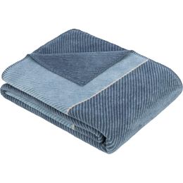 Ibena Wohndecke »Jacquard Decke Austin« 150 x 200 cm (Breite x Länge), einfarbig, Kuscheldecke blau Obermaterial: 58% Baumwolle, 35% Polyacryl, 7%...
