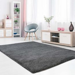 Carpet City Teppich »Softshine 2236« rechteckig 14 mm Höhe Läufer, Hochflor, besonders weich, robust, Uni, Wohnzimmer dunkelgrau Obermaterial: 100%...