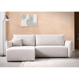 Inosign Ecksofa »MAVAS Schlafsofa mit Bettkasten, L-Form, « ca.257/127cm (Liegefläche 212/145 cm), Cord, Chenille, Struktur Hellgrau 0