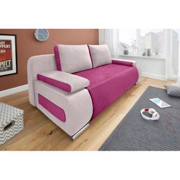 Collection AB Schlafsofa »Moritz« mit Bettfunktion und Bettkasten, komfortabler Federkern hellgrau/pink