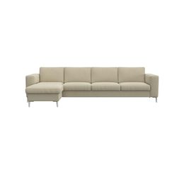 FLEXLUX Ecksofa »Fiore, super Sitzkomfort durch Kaltschaum im Sitz, L-Form« breite Armlehnen, Füße Alu Sandy Beige