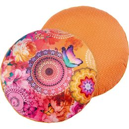 HIP Dekokissen »Ziva« Mit Füllung, 1 Stück, Biese, 30x60, Wendeoptik, Weich, Bunt, Mandala bunt/multi/orange/rosa + bedruckt Obermaterial: 100%...