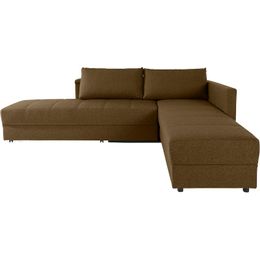 LOOKS by Wolfgang Joop Ecksofa &raquo;LooksIII L-Form&laquo; durch Drehfunktion zum Bett wandelbar, inklusive Staufach braun Struktur (100% Polyester);