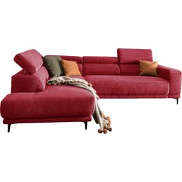 Alina Ecksofa »Hikari« wahlweise mit Sitzvorzug, in modernem Cordstoff, Breite 276 cm rubinrot GCT 87