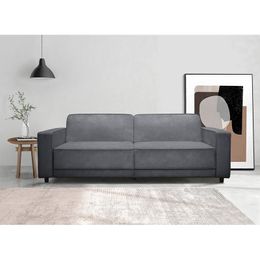 DOREL HOME 3-Sitzer »ALLIE Schlafsofa 225 cm« Bett-Funktion (108/190cm), trendiger Cord o. pflegeleichter Velours anthrazit 0