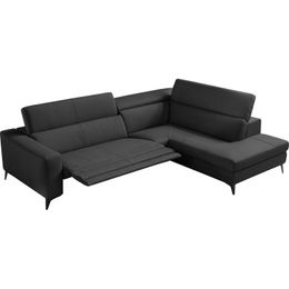 Egoitaliano Ecksofa »Edith, Designsofa mit hohem Sitzkomfort, L-Form« inkl. elektrischer Relaxfunktion und manuell verstellbaren Kopfteilen schwarz
