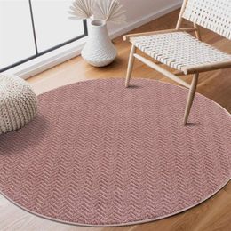 Carpet City Teppich »Friseé-Teppich FANCY805« rund 12 mm Höhe Kurzflor, Einfarbig, 3D-Optik, Zickzack Look rosé Obermaterial: 100% Polypropylen Ø...