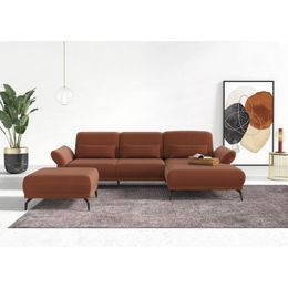 Inosign Ecksofa »Coco L-Form« Sitztiefen-, Arm- und Kopfteilverstellung, Cord-Bezug, Fußhöhe 15 cm kupfer